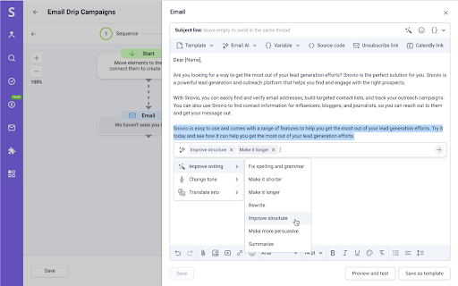 Snovio - 邮件 AI 概述：如何用人工智能助手写邮件